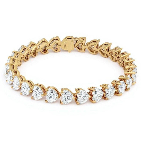 Elise Heart Shape Lab Diamond Tennis Bracelet in Gold – Jewelslane